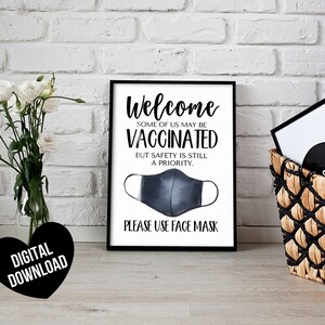 Face Mask Sign, PRINTABLE Wear a Mask Sign, Mask Required, Kindly Use ...