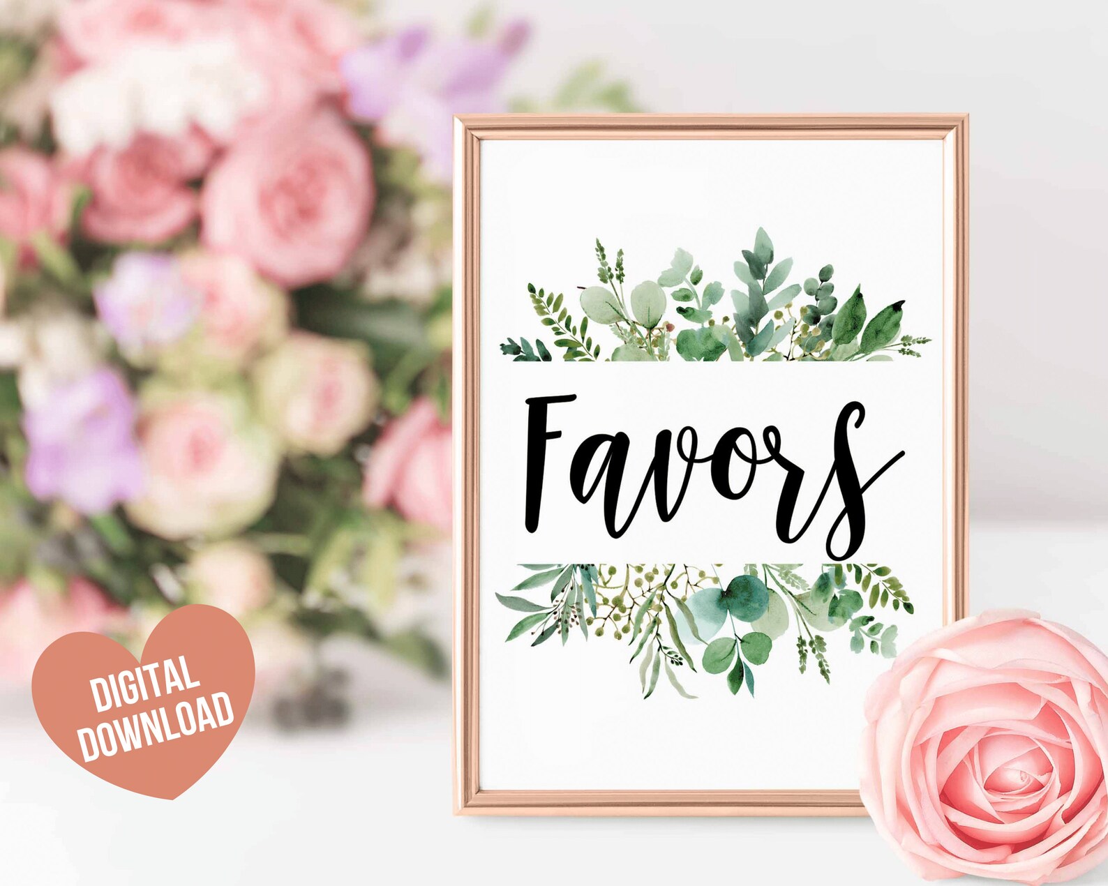 Wedding Favors Sign Printable, Printable Favors Table Sign, Greenery ...