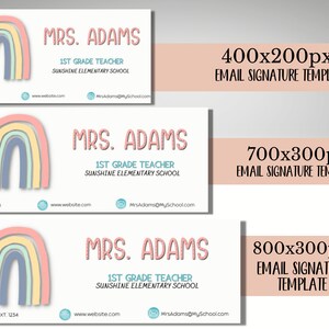 Email Signature, Teacher Email Signature Template, Boho Rainbow Email ...
