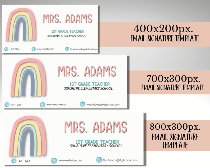 Email Signature Teacher Email Signature Template Boho - Etsy