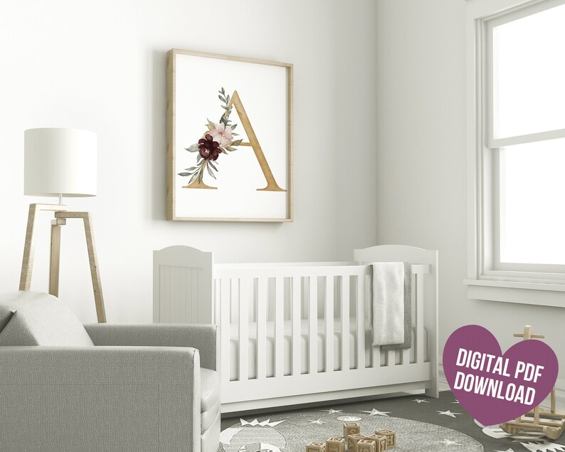 Letter Art Print Printable Letter A Poster Flower Wall - Etsy