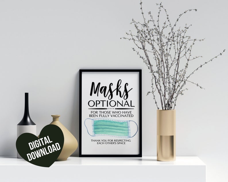 Face Mask Sign PRINTABLE Wear a Mask Sign Mask Optional - Etsy