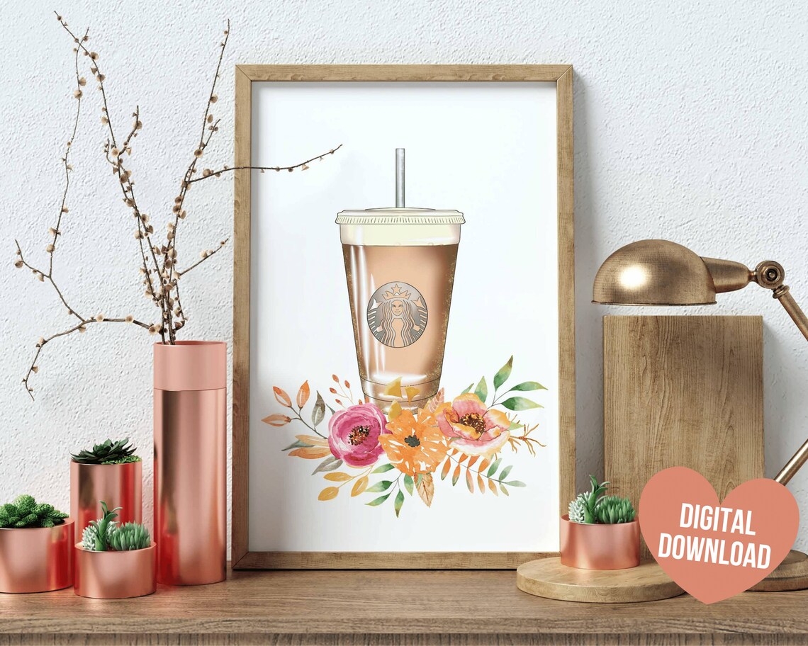 Coffee Wall Art Printable Printable Fall Home Decor Pumpkin | Etsy