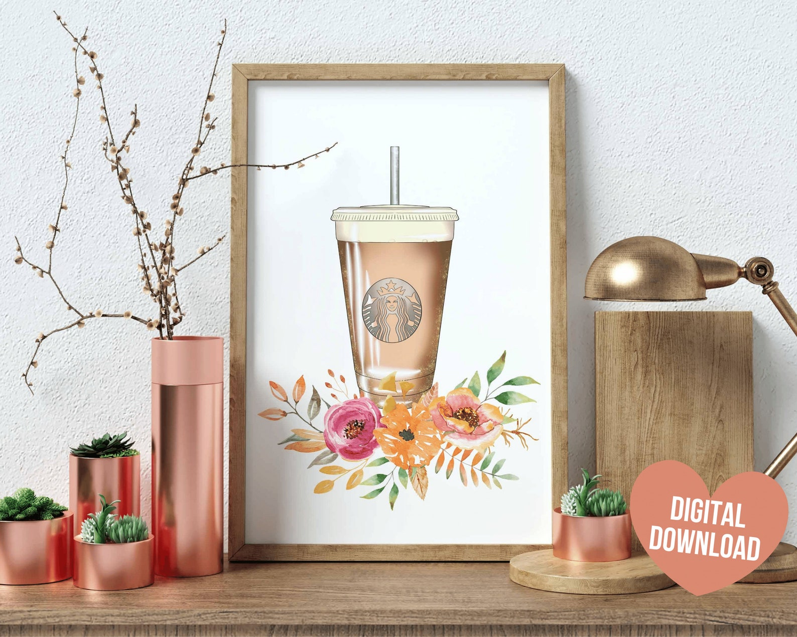 Coffee Wall Art Printable Printable Fall Home Decor Pumpkin | Etsy