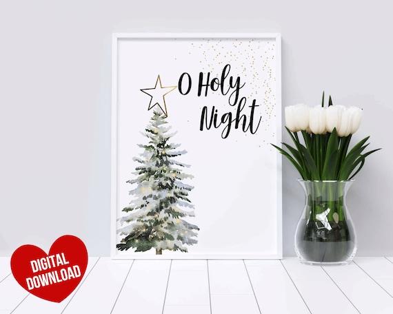 Christmas Wall Decor Printable Watercolor Christmas Art O | Etsy