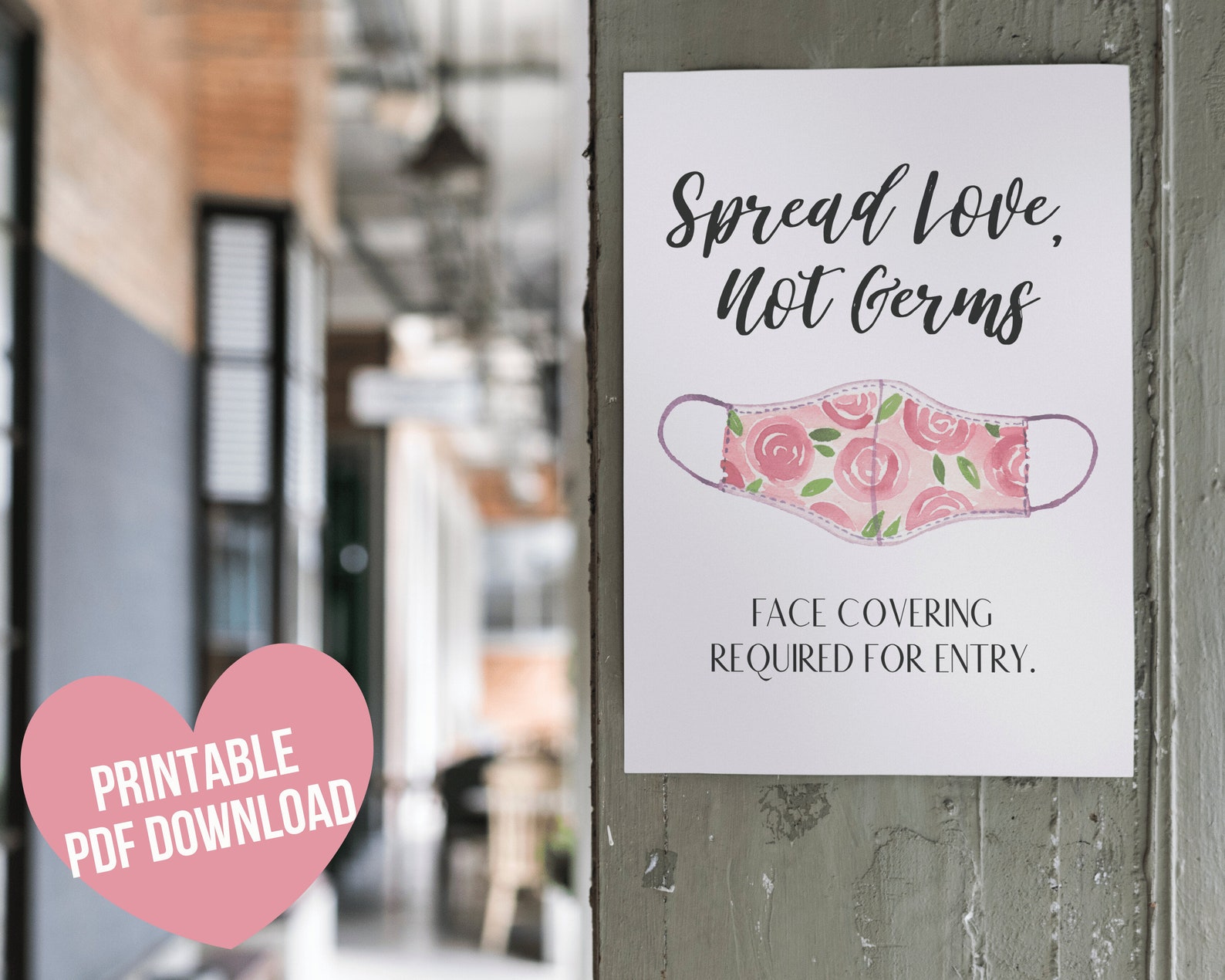 Face Mask Sign Social Distance Sign Printable Wear a Mask | Etsy