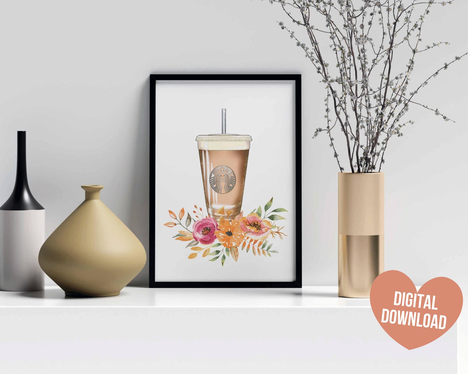 Coffee Wall Art Printable Printable Fall Home Decor Pumpkin | Etsy