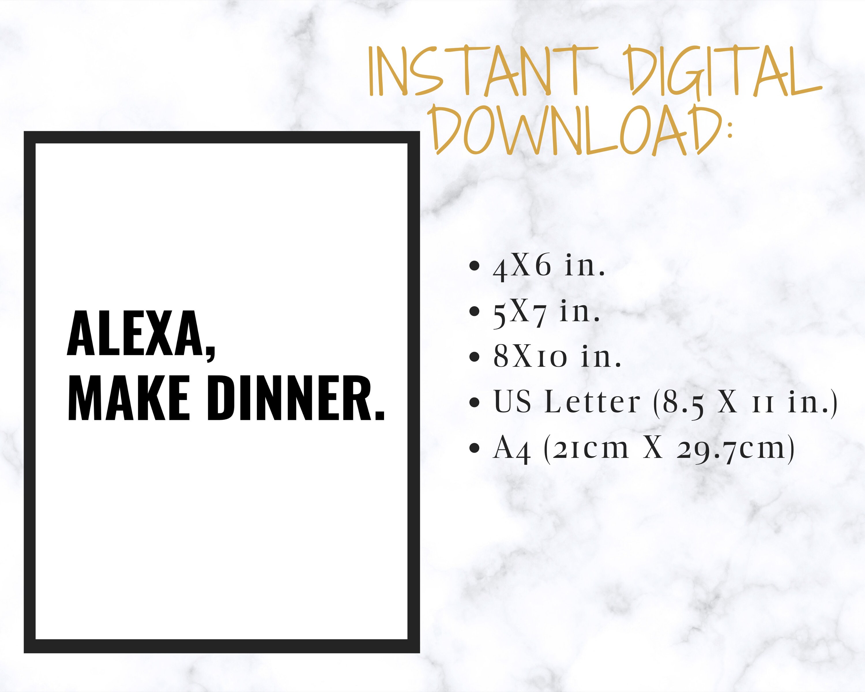 Alexa Kitchen Printable Wall Art Alexa Make Dinner Sign for - Etsy