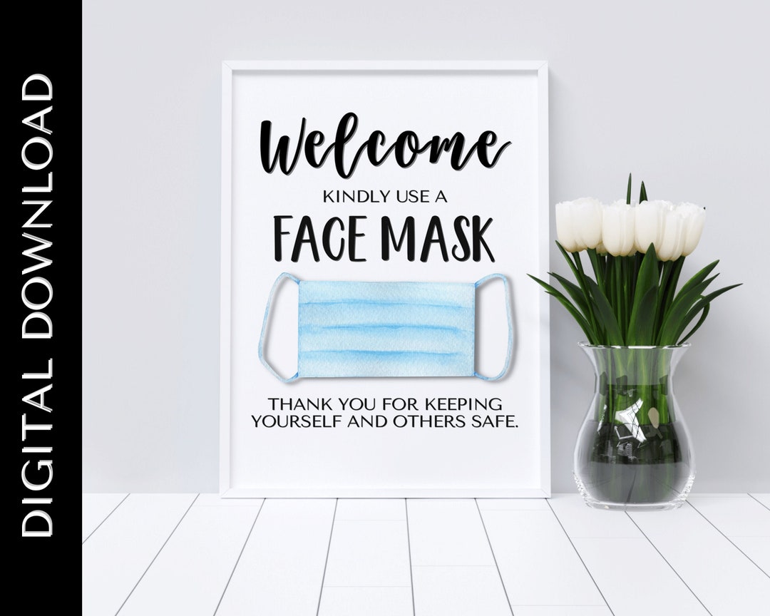 Face Mask Sign, PRINTABLE Wear a Mask Sign, Face Mask Required Sign ...
