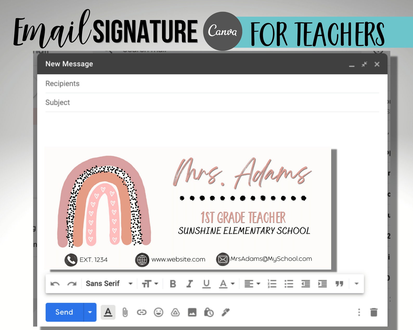 Teacher Email Signature Email Template for Teachers Email - Etsy
