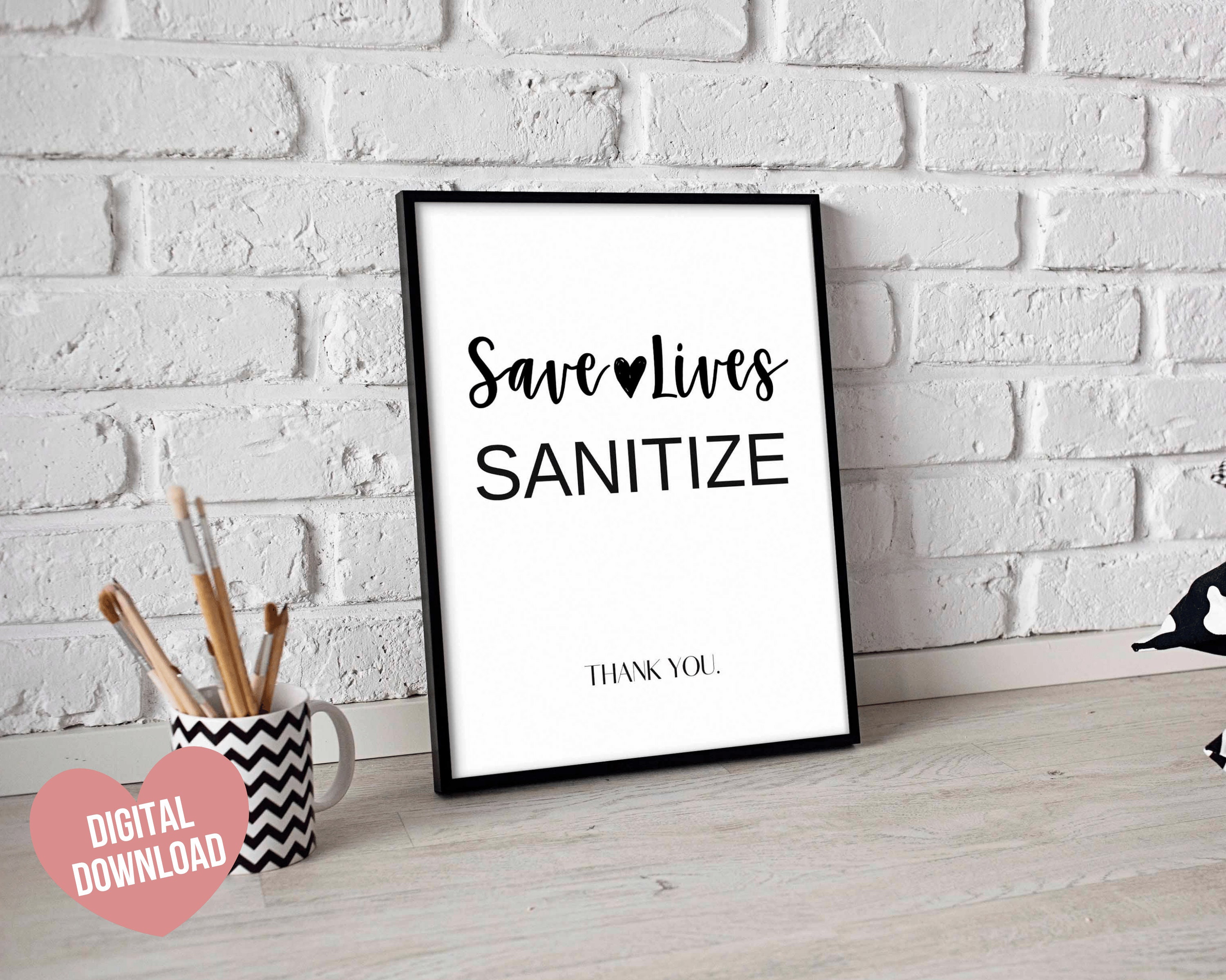 Hand Sanitizer Sign Printable Sanitize Sign Saves Lives | Etsy