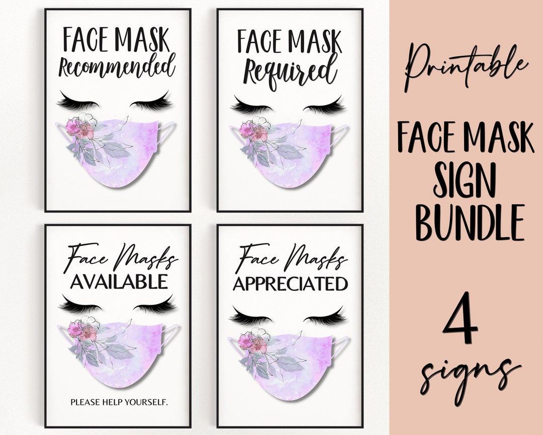 Face Mask Sign BUNDLE, Mask Required Sign Printable, Please Wear a Mask ...