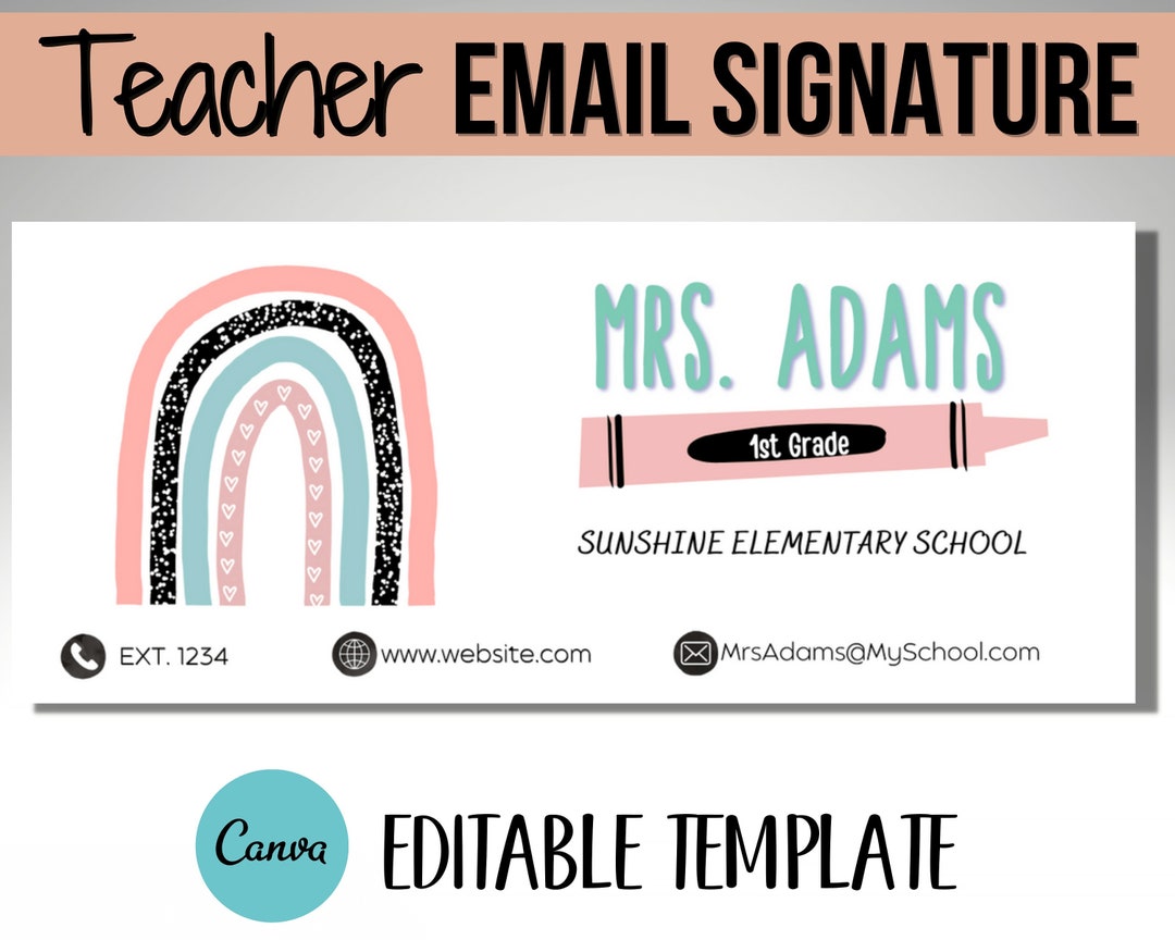 Email Signature Teacher, Email Template for Teachers, Digital Business ...