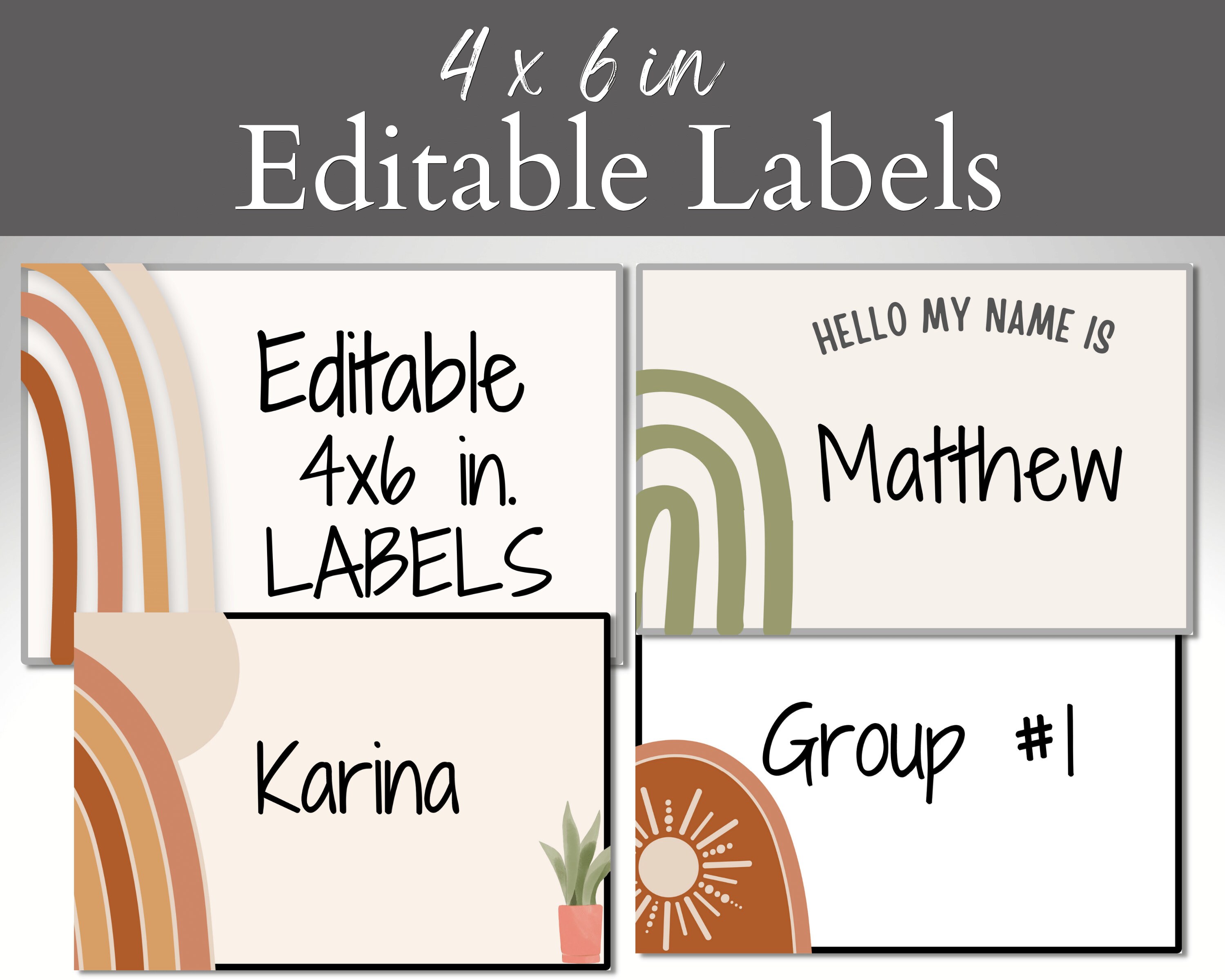 Boho Rainbow Classroom Labels Student Desk Label Cards - Etsy Canada