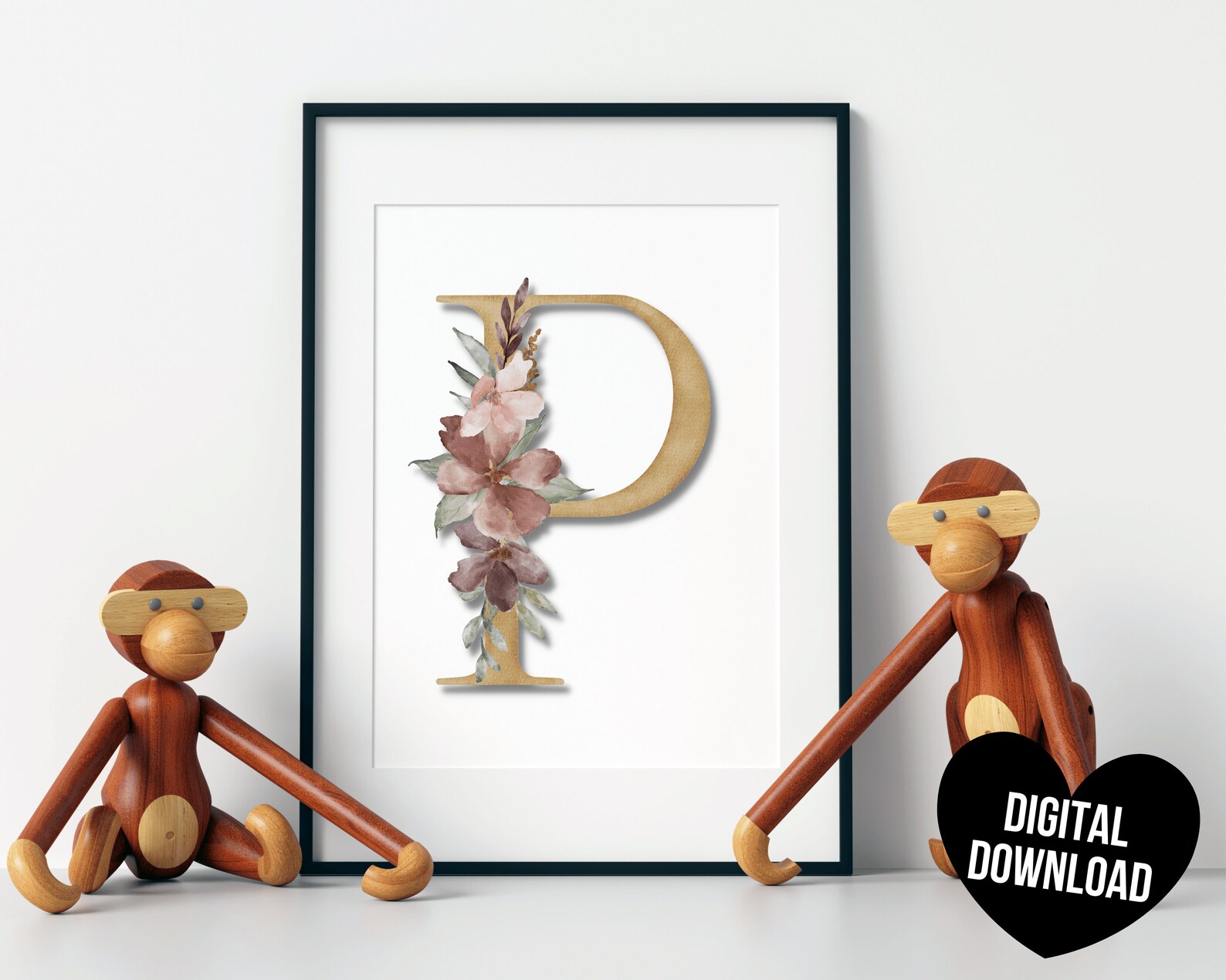 Letter P Wall Art PRINTABLE Letter Art Print Initial Wall - Etsy