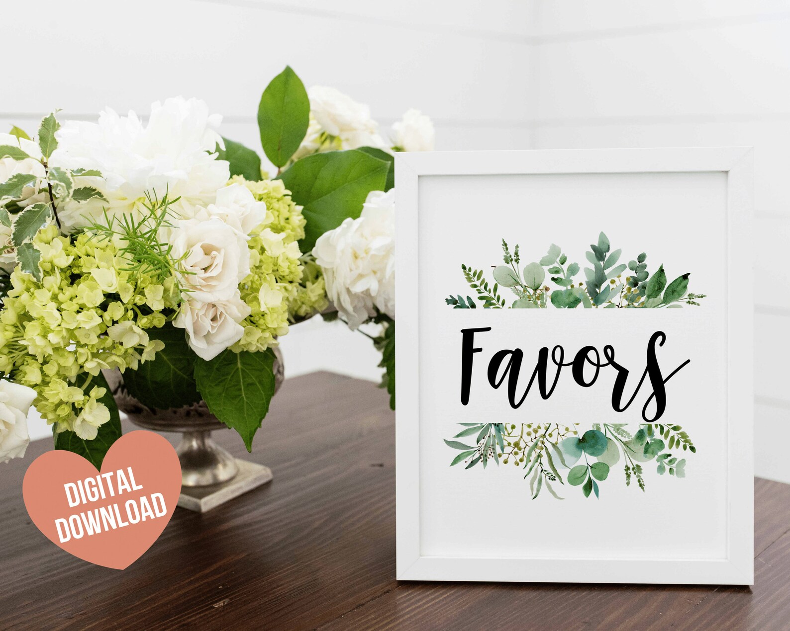 Wedding Favors Sign Printable, Printable Favors Table Sign, Greenery ...