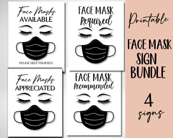 Face Mask Sign BUNDLE Mask Required Sign Printable Please | Etsy
