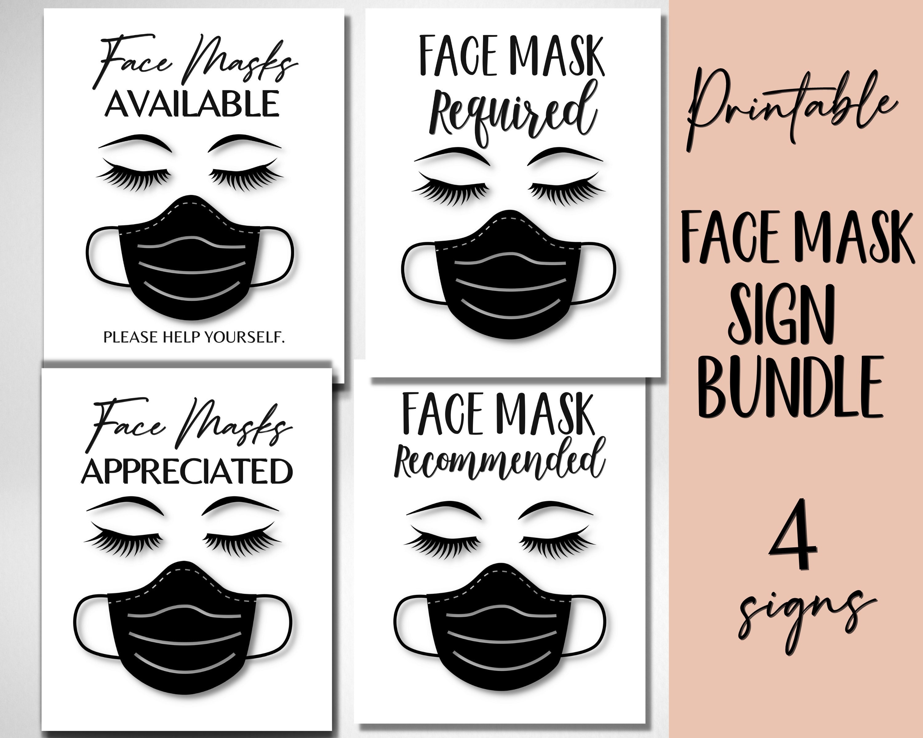 Face Mask Sign BUNDLE Mask Required Sign Printable Please | Etsy