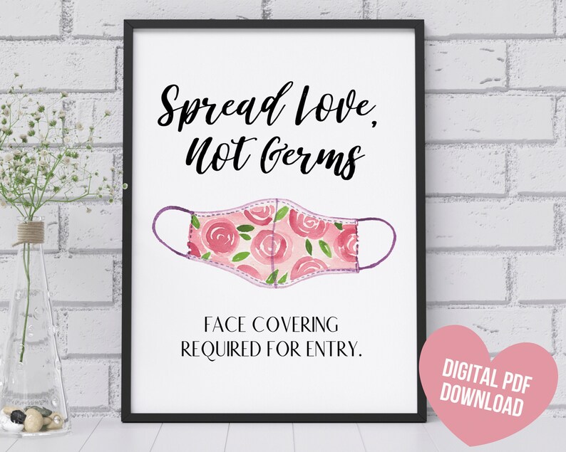 Face Mask Sign Social Distance Sign Printable Wear a Mask | Etsy