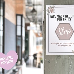 Face Mask Required for Entry, Wear a Face Mask Printable Sign, Stop ...
