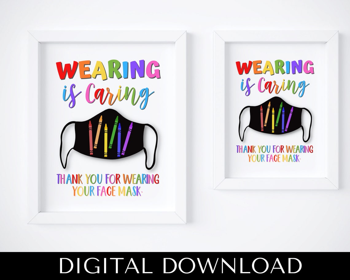 Covid Classroom Sign Face Mask Sign PRINTABLE Wearing is | Etsy