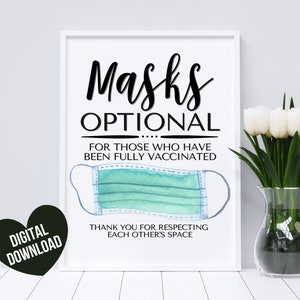 Face Mask Sign PRINTABLE Wear a Mask Sign Mask Optional - Etsy