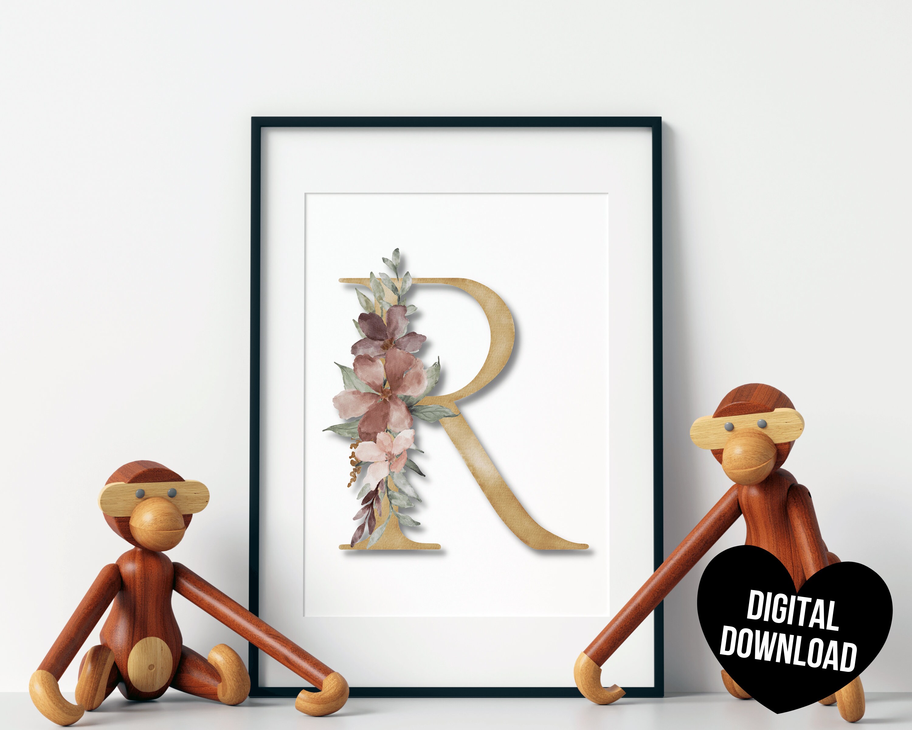 Letter R Wall Art PRINTABLE Letter Art Print Initial Wall - Etsy