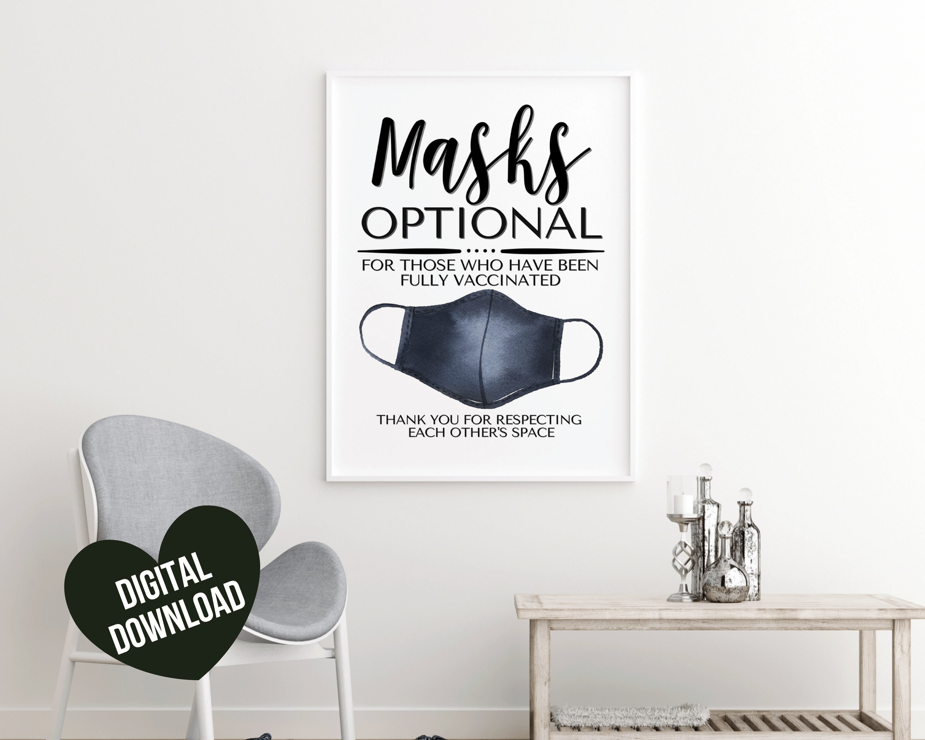 Face Mask Sign PRINTABLE Wear a Mask Sign Mask Optional If - Etsy