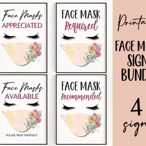 Face Mask Sign BUNDLE, Mask Required Sign Printable, Please Wear a Mask ...