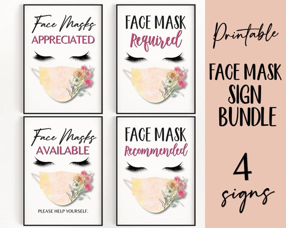 Face Mask Sign BUNDLE Mask Required Sign Printable Please | Etsy