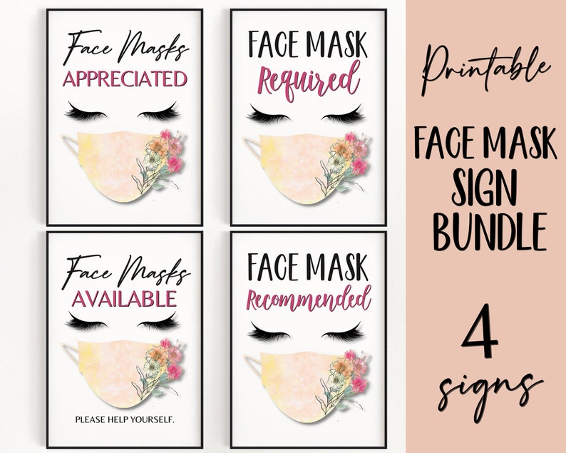 Face Mask Sign BUNDLE Mask Required Sign Printable Please | Etsy
