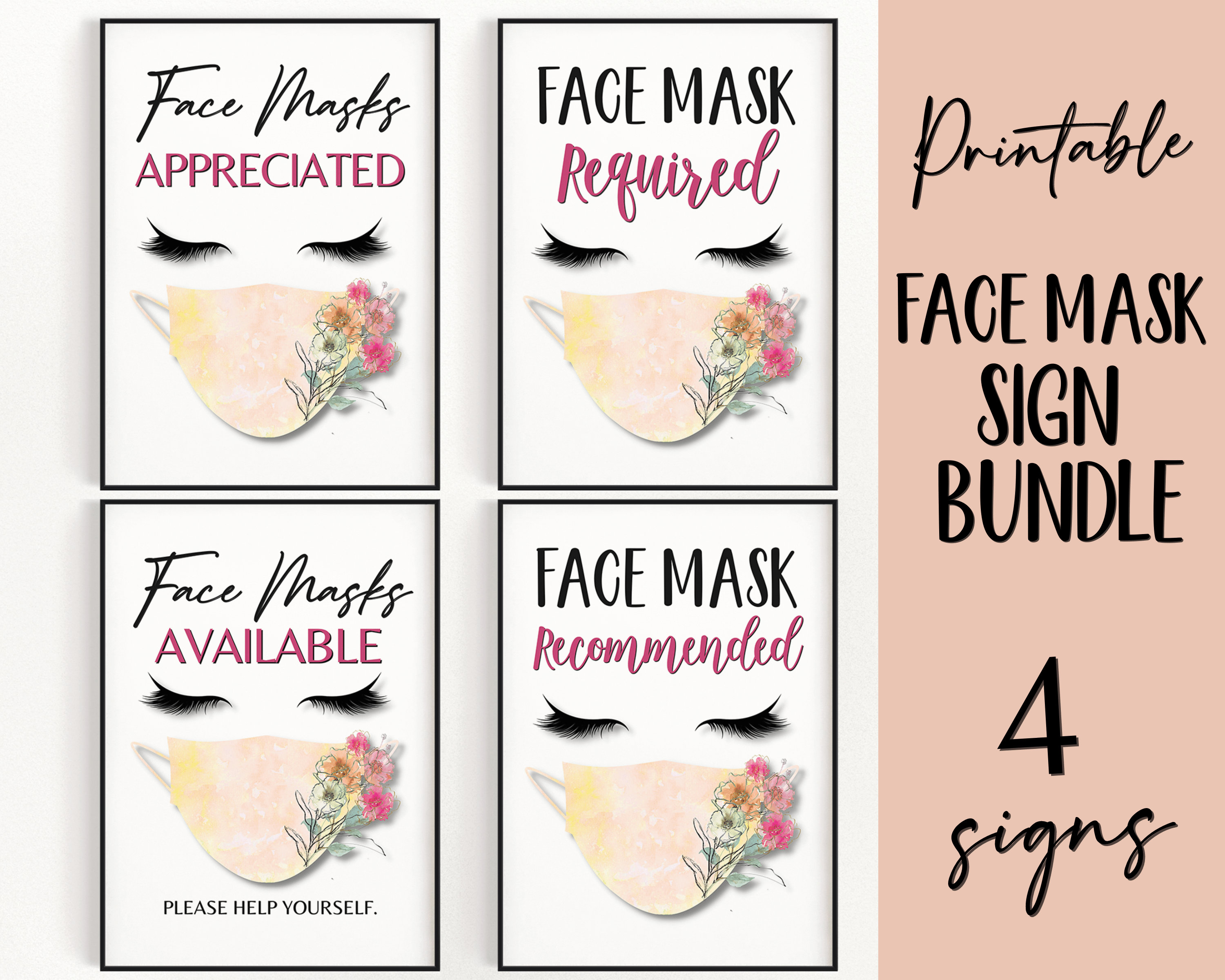 Face Mask Sign BUNDLE Mask Required Sign Printable Please | Etsy