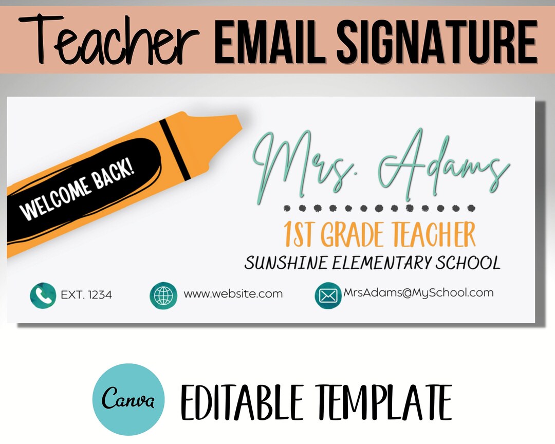 Teacher Email Signature, Email Template for Teachers, Email Signature ...