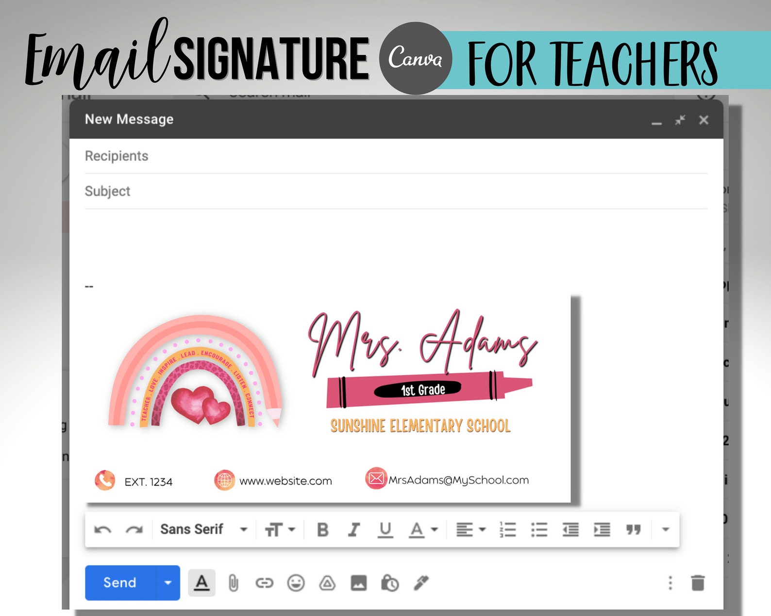 Teacher Email Signature Email Template for Teachers Email - Etsy