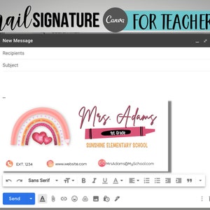 Teacher Email Signature, Email Template for Teachers, Email Signature ...