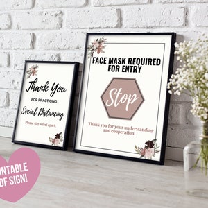 Face Mask Required for Entry, Wear a Face Mask Printable Sign, Stop ...
