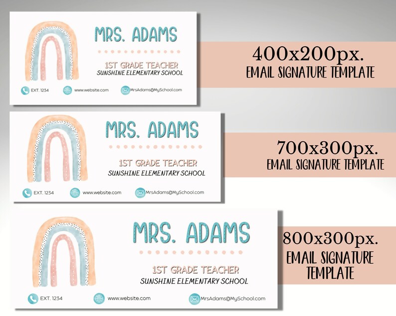 Email Signature Teacher Email Signature Template Boho - Etsy