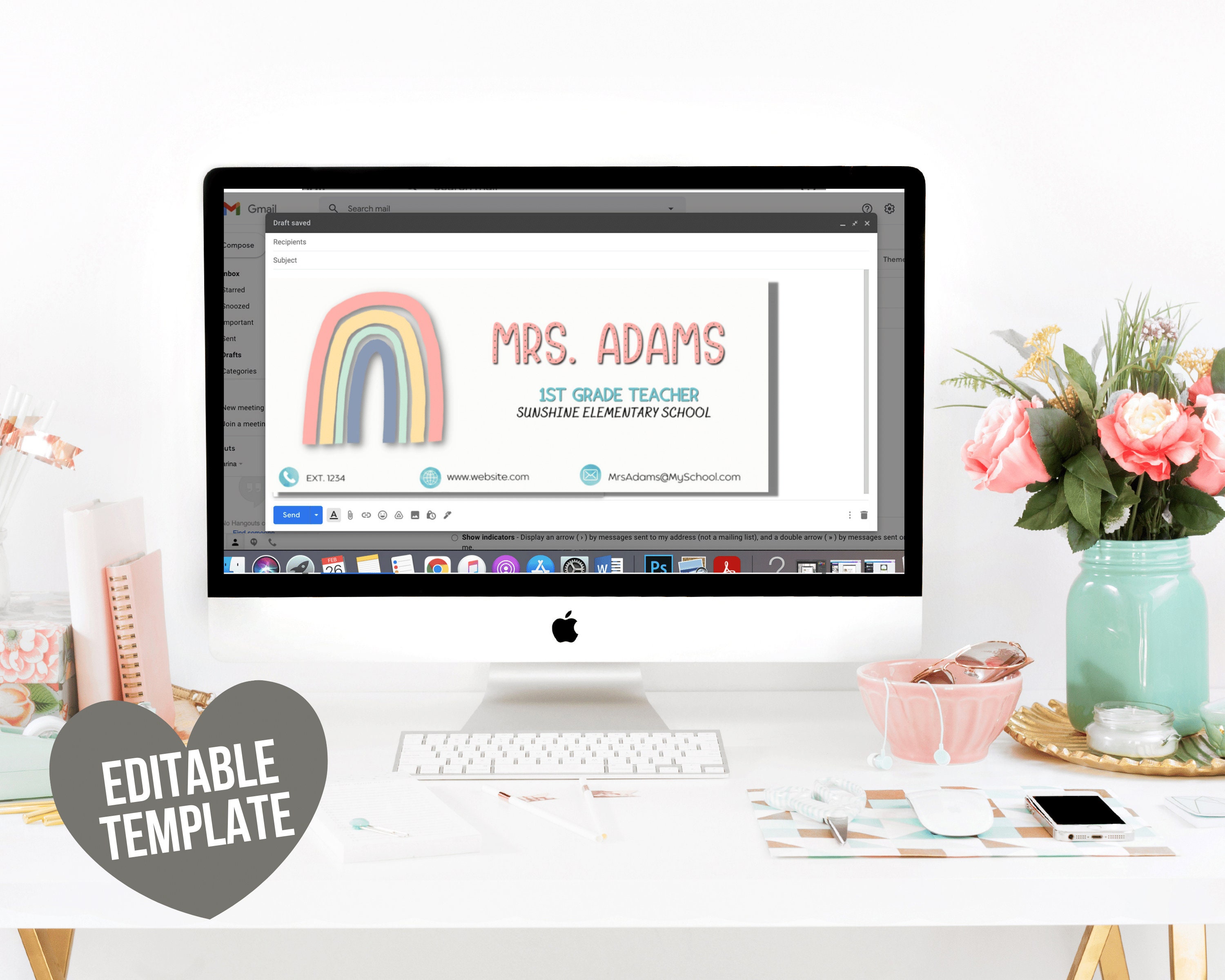 Email Signature Teacher Email Signature Template Boho - Etsy