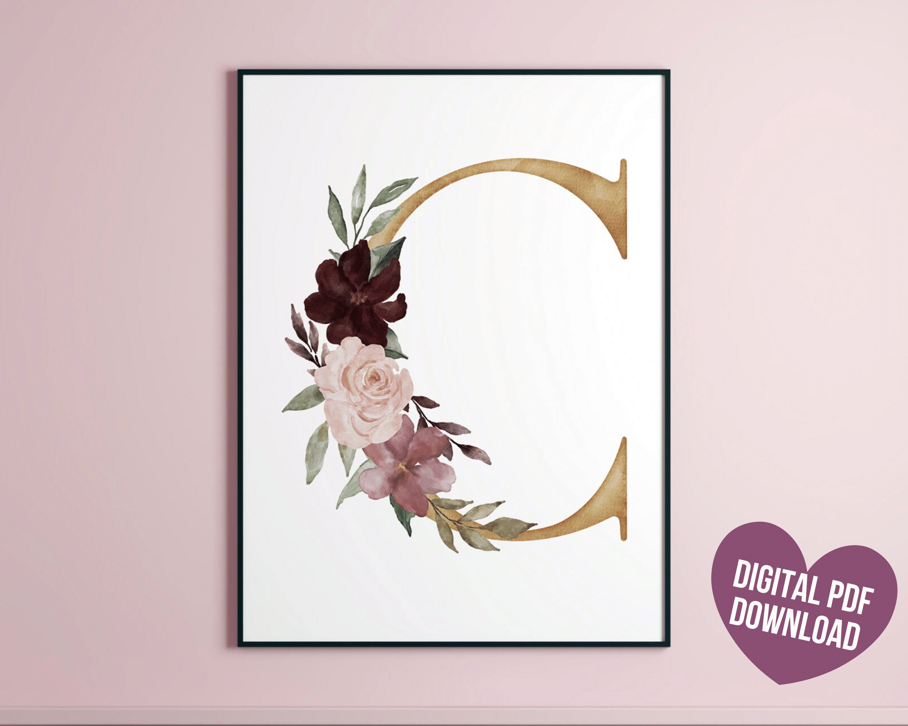 Printable Letter C Wall Art Letter Art Print Initial Wall - Etsy