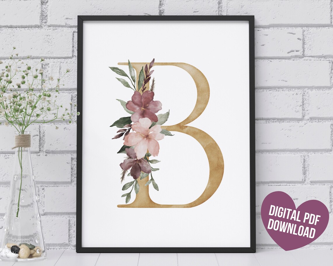 Letter Art Print Printable Letter B Wall Art Initial Wall - Etsy