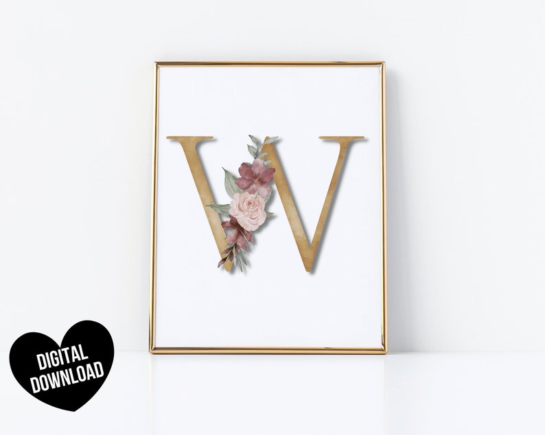 Letter W Wall Art PRINTABLE Letter Art Print Initial Wall - Etsy