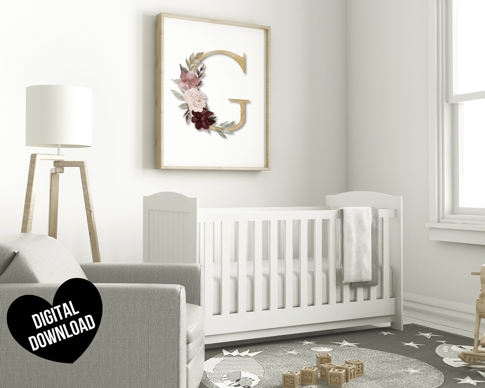 Letter Art Print PRINTABLE Letter G Wall Art Initial Wall | Etsy