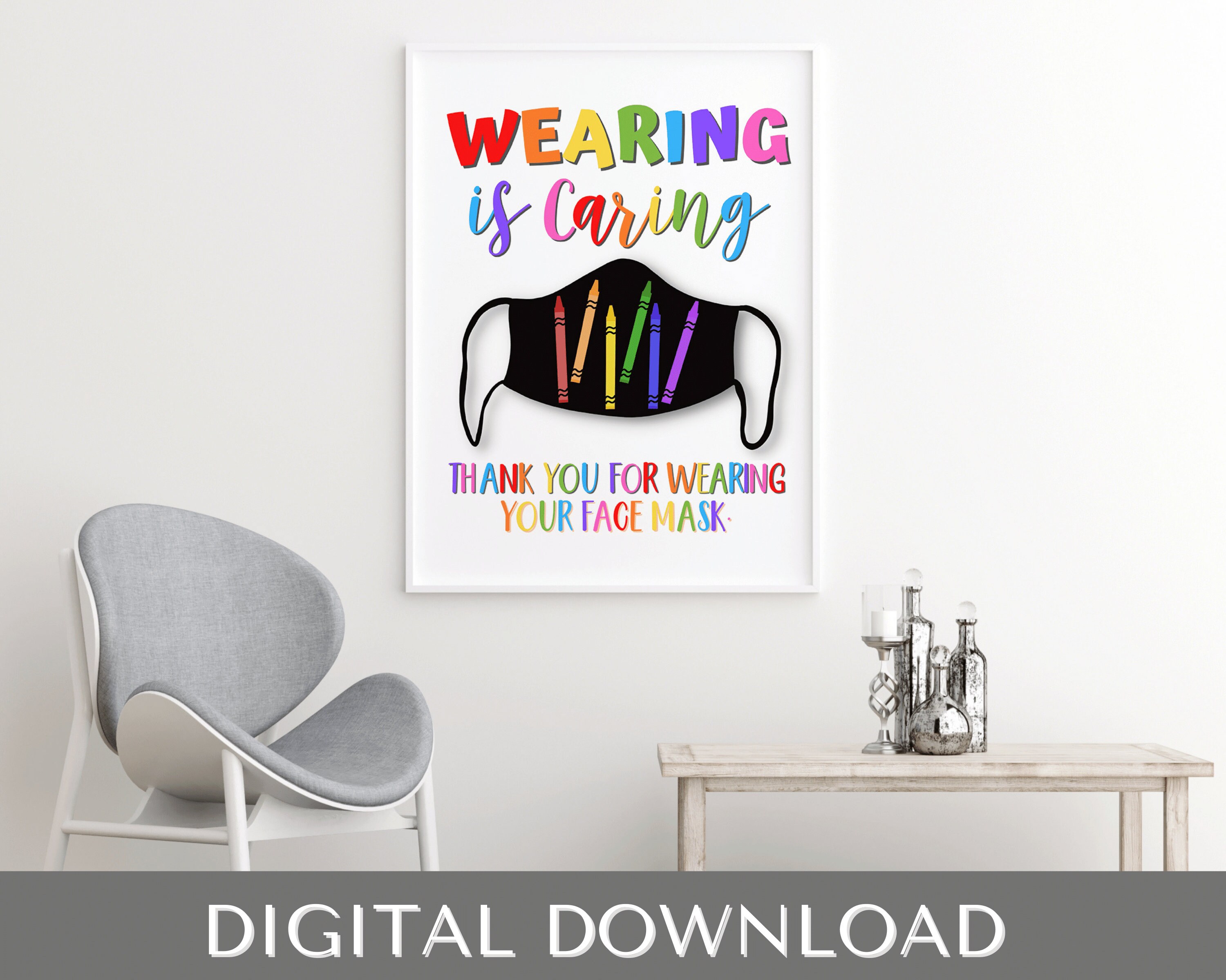 Covid Classroom Sign Face Mask Sign PRINTABLE Wearing is | Etsy