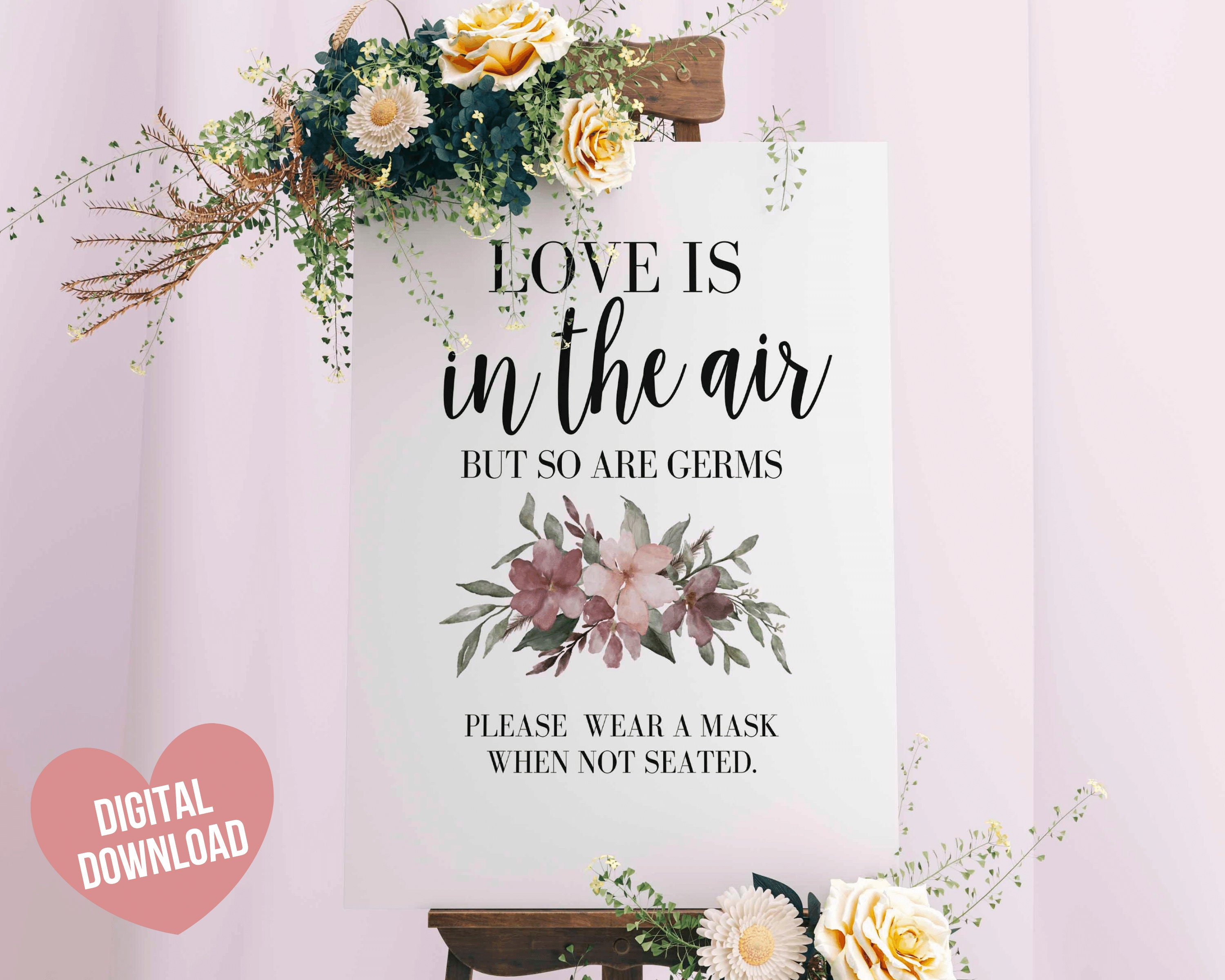 Covid Wedding Sign Wedding Mask Sign Printable Wedding Sign - Etsy