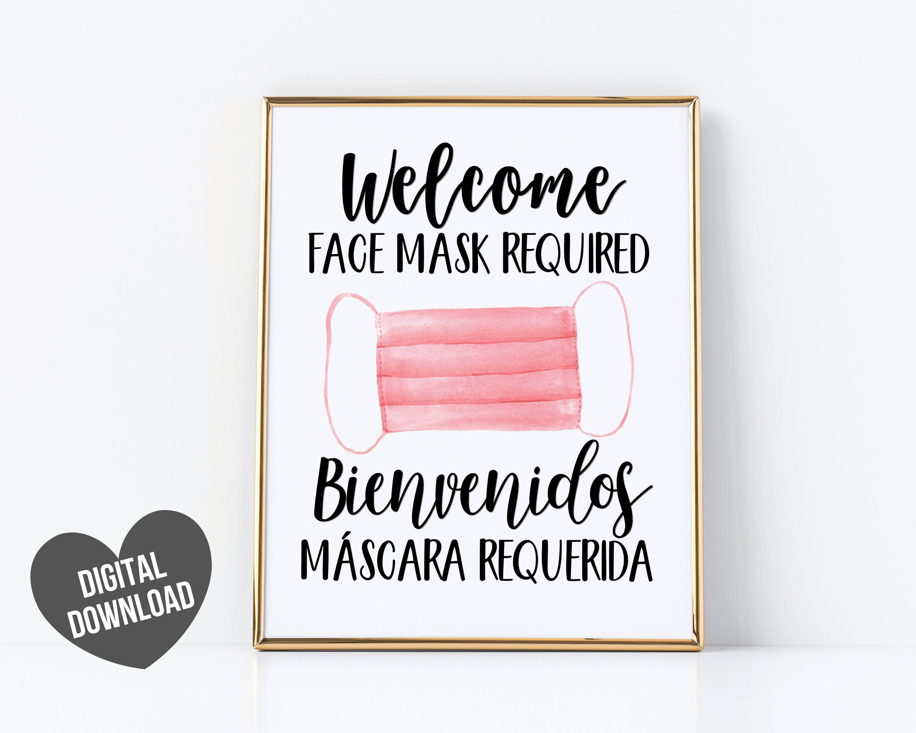 Face Mask Sign Mask Required Sign Printable Bilingual Covid - Etsy
