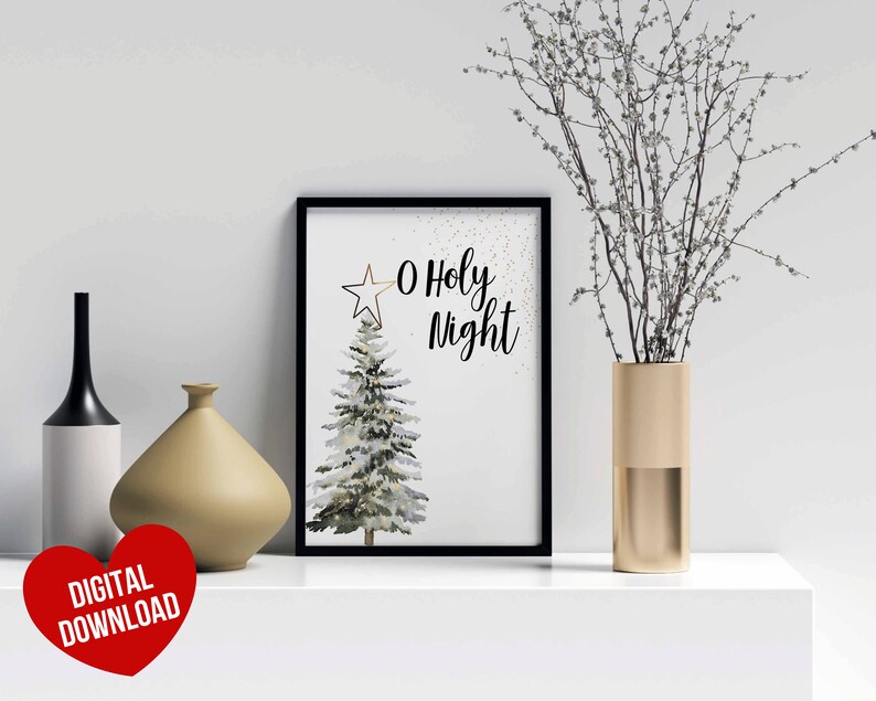 Christmas Wall Decor Printable Watercolor Christmas Art O - Etsy