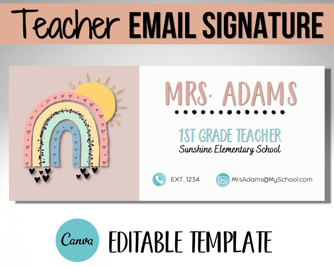 Teacher Email Signature, Email Template for Teachers, Email Signature ...