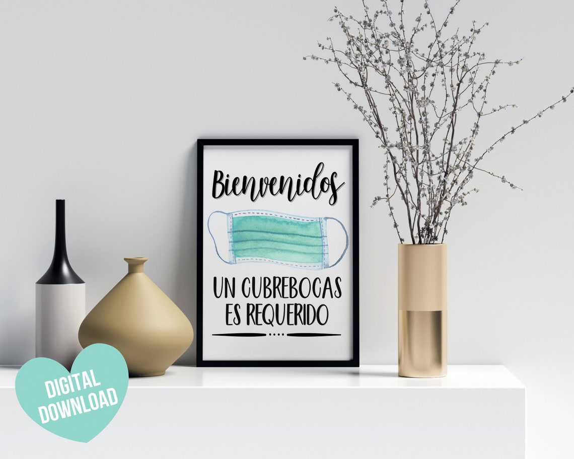 Face Mask Sign Mask Required Sign Printable Spanish Wear a - Etsy