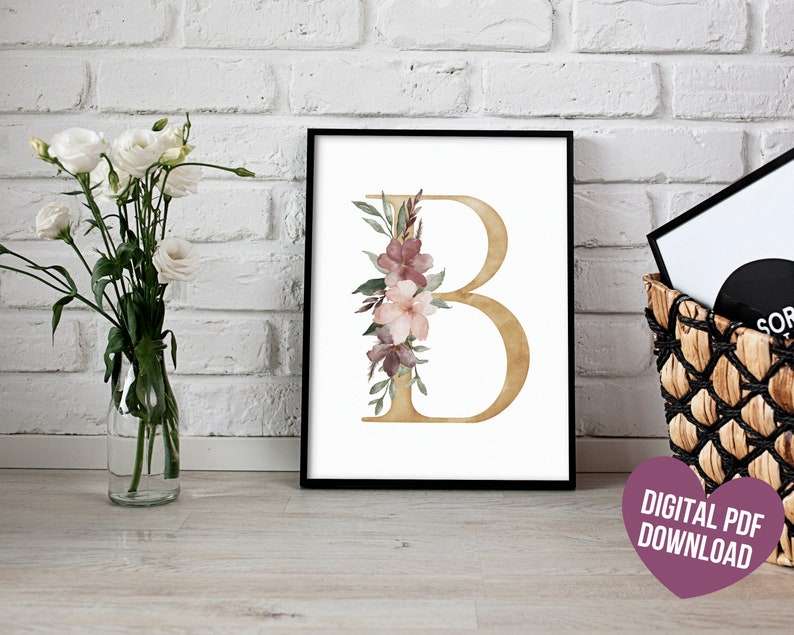 Letter Art Print Printable Letter B Wall Art Initial Wall - Etsy