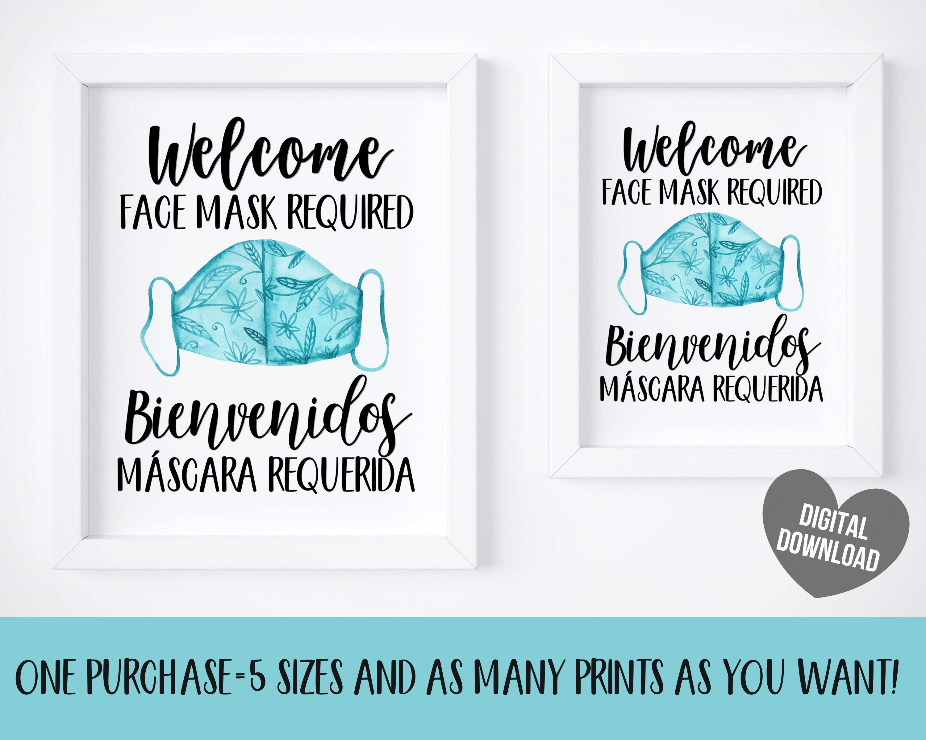 Face Mask Sign Mask Required Sign Printable Please Wear a - Etsy